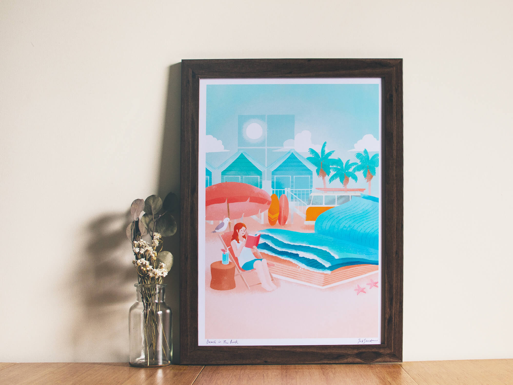 Beach in the Book 翻開書，到海邊去 - Poster – InkSundae | Illustration and Zine